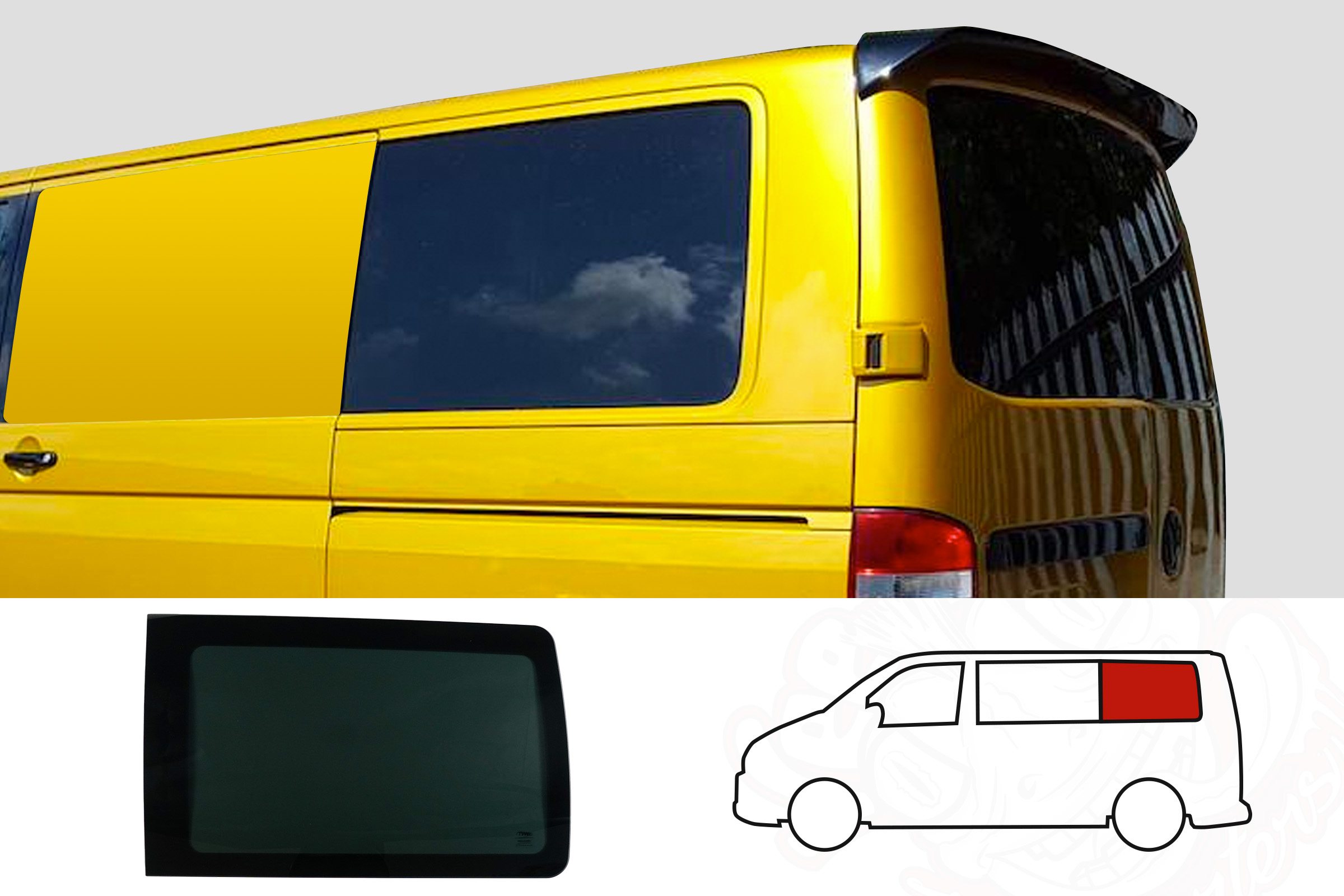 VW T5 Tinted Near Side Rear 1/4 SWB Window