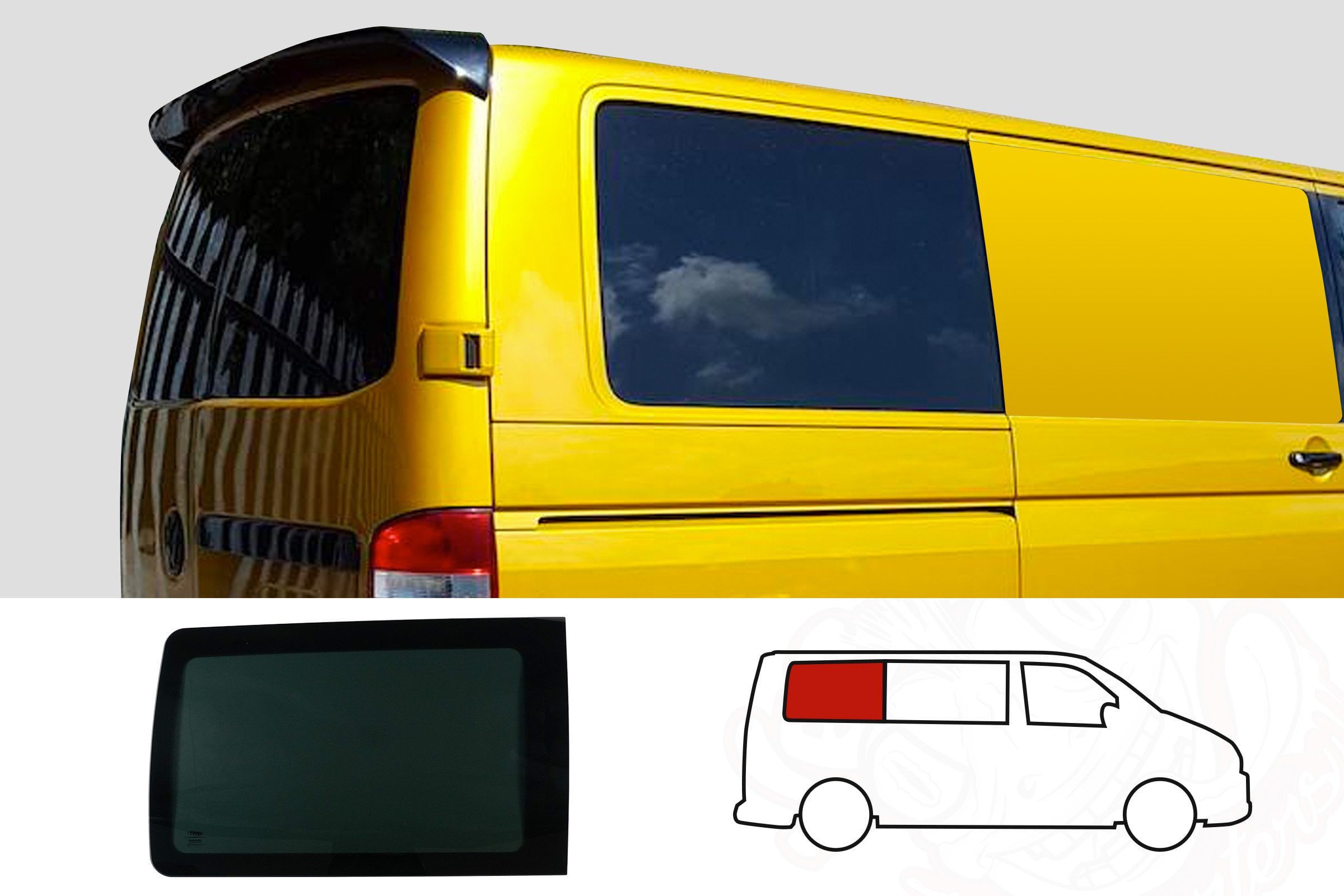 VW T5 Tinted Off Side Rear 1/4 SWB Window