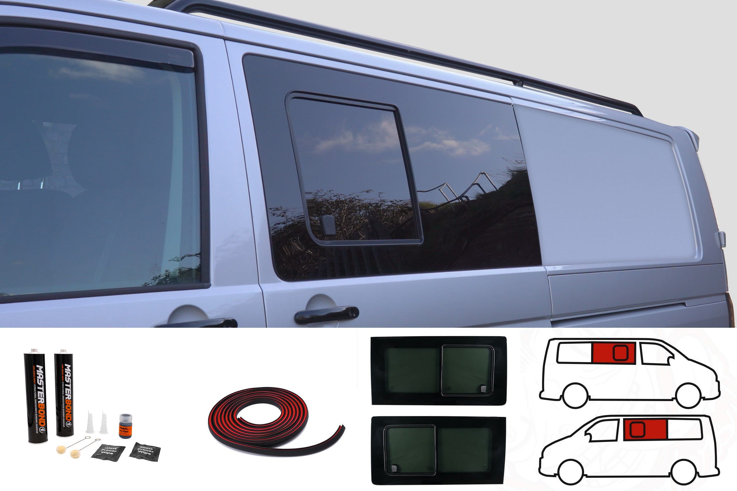 VW T5 Tinted N/S & O/S Opening Window Package - Vee Dub