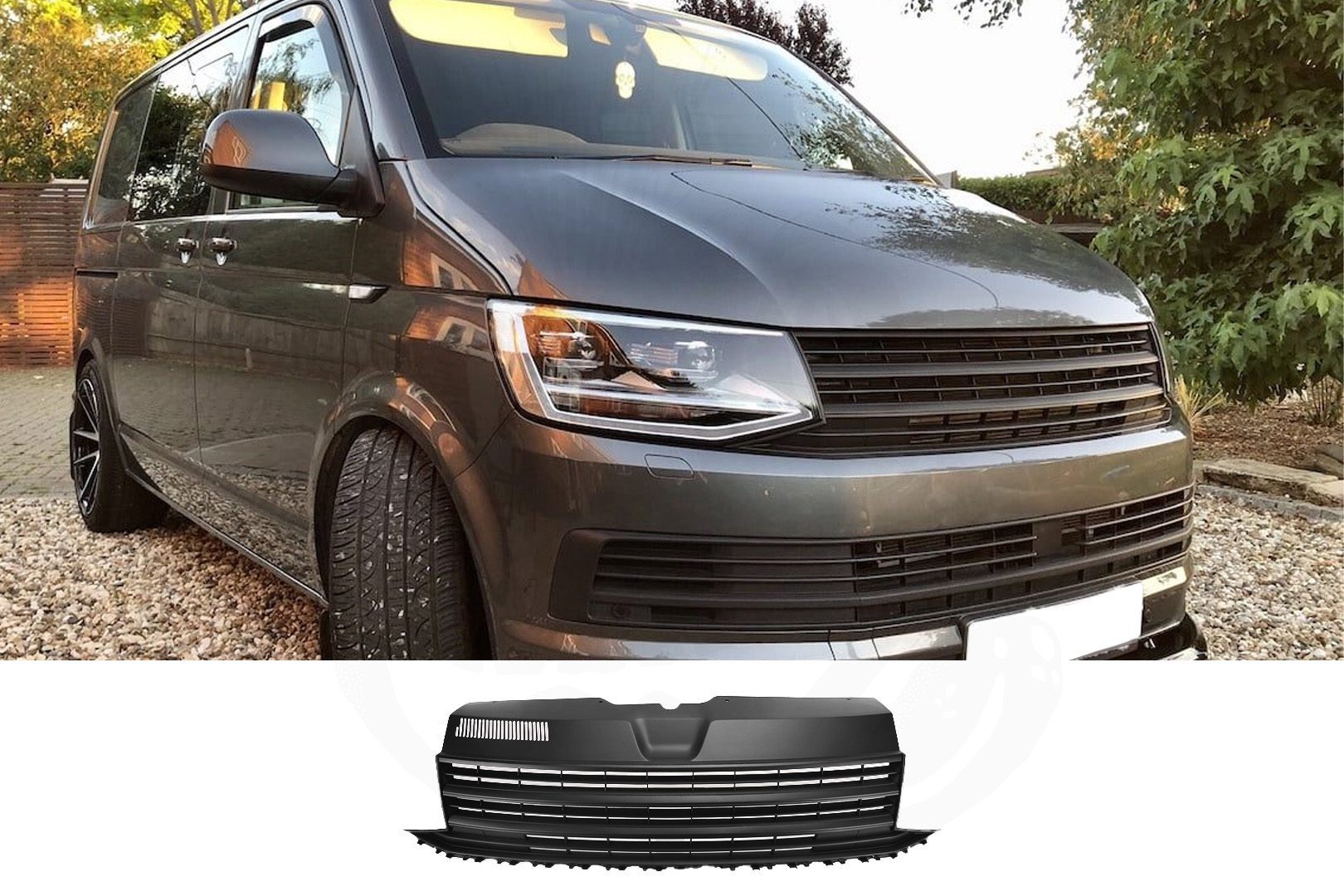 VW T6 Matt Black Badgeless Front Grill - Vee Dub Transporters